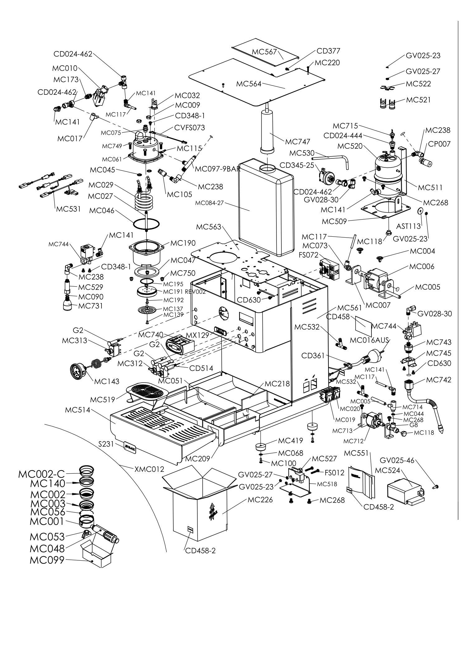 Exploded Views Lelit Exploded Views PL60TAUS-Foglio1 Exploded View - Complete